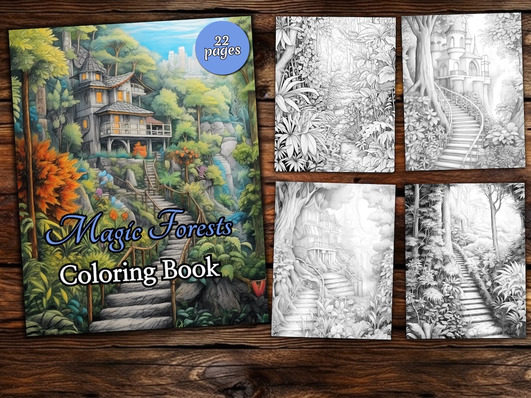 Magic Forest Coloring Page Book, Fantasy Coloring Book, Adult Coloring ...