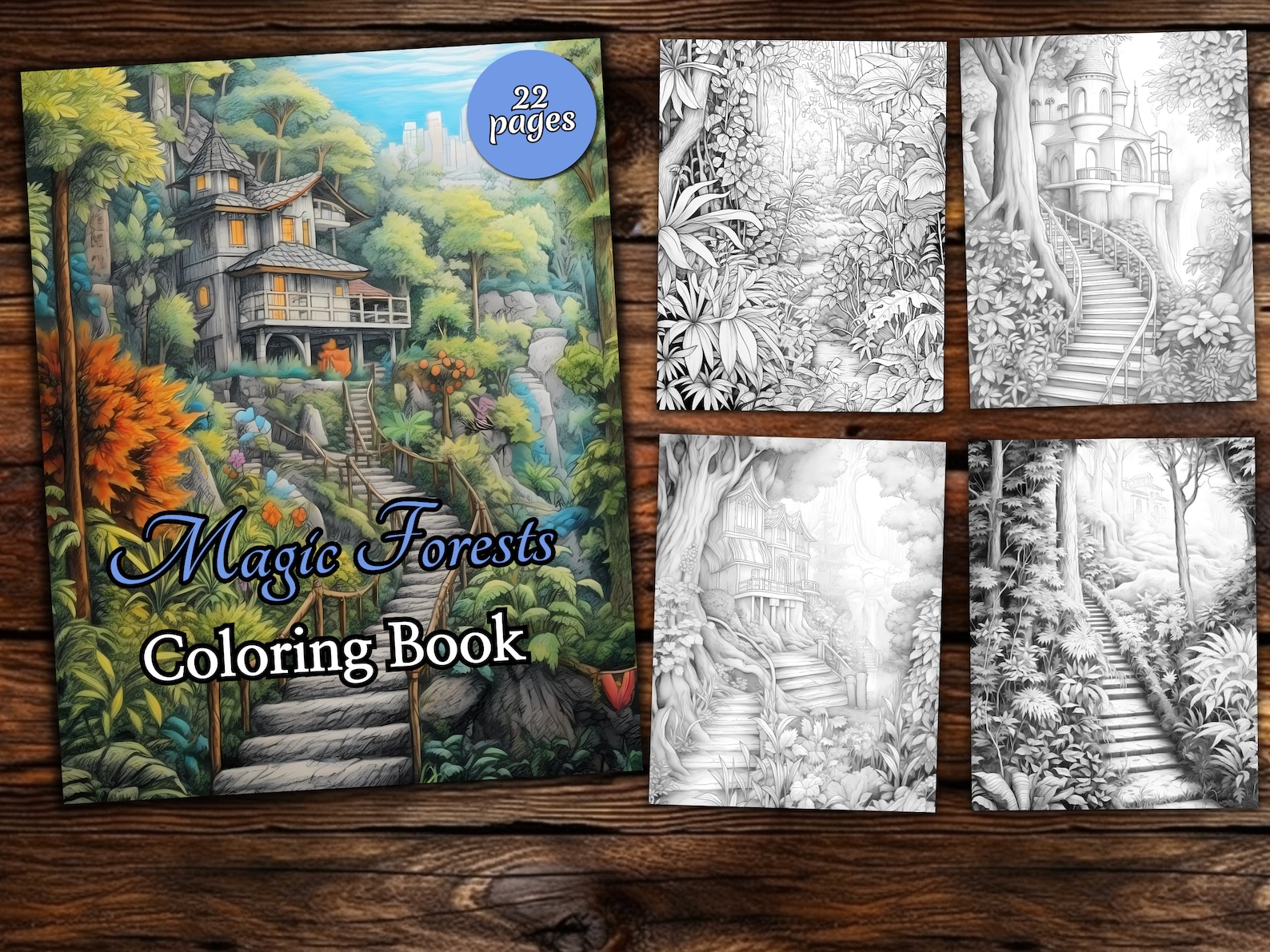 Magic Forest Coloring Page Book Fantasy Coloring Book Adult - Etsy