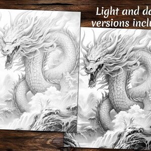 Japanese Dragon Coloring Page Book, Fantasy Coloring Book, Adult ...