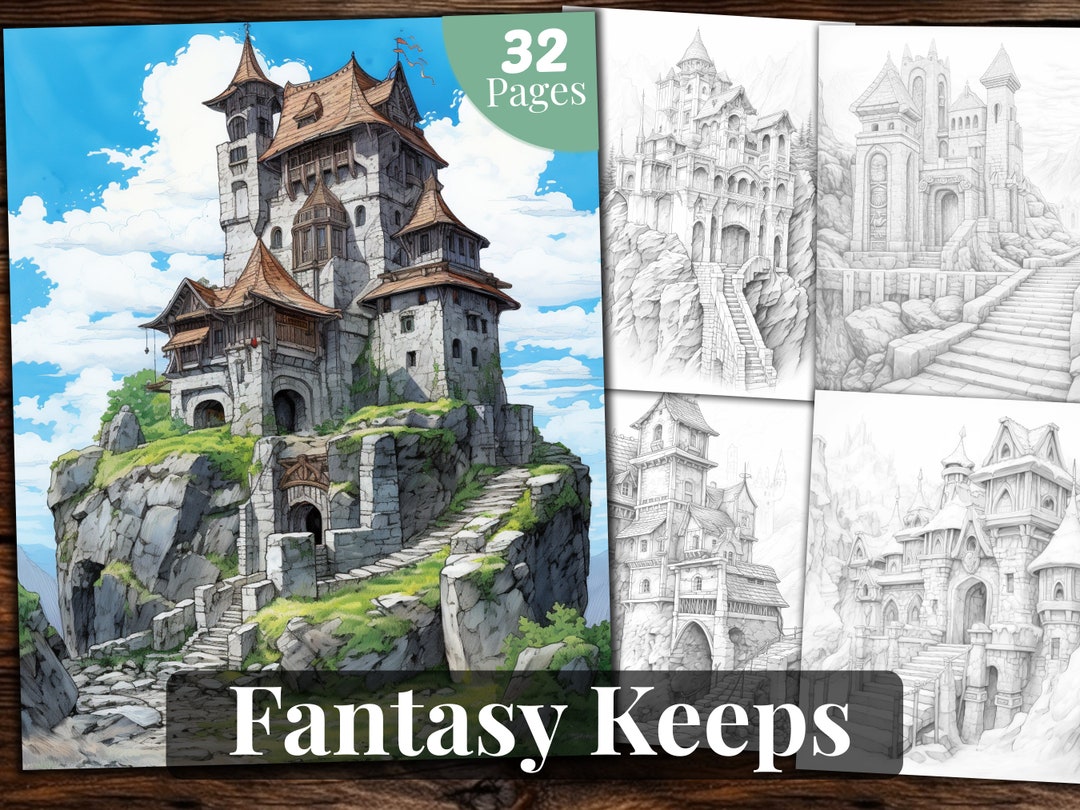 Dwarven Keeps Coloring Book, NUMBER Coloring Pages, for Adults and for ...