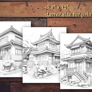 Korean Houses Coloring Book, 35 Coloring Pages, for Adults and Kids ...