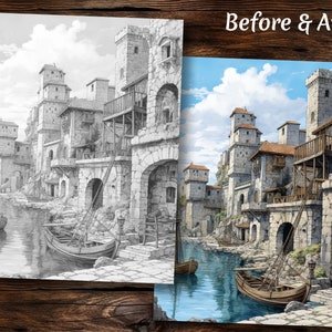 Medieval Ports Coloring Book, 39 Coloring Pages, for Adults and for ...