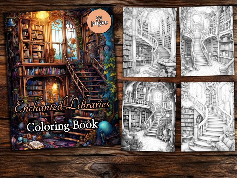 Enchanted Library Coloring Page Book Fantasy Coloring Book - Etsy