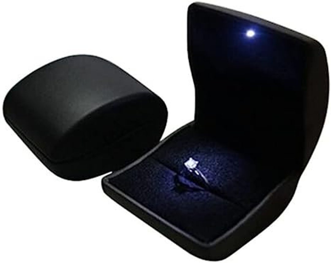 Fascinating Diamonds Deluxe Black LED Lighted Engagement Proposal Ring ...