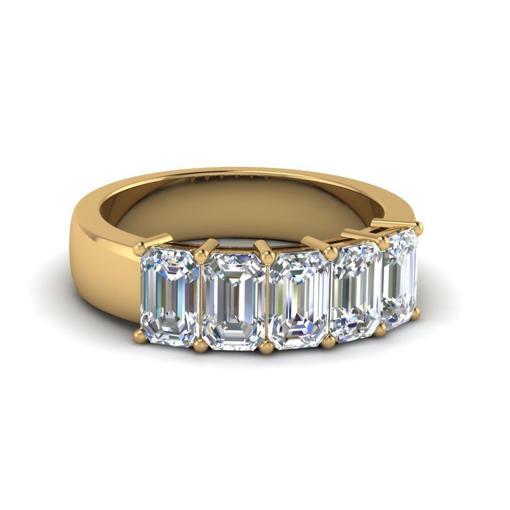 2.5 Ct. Emerald Cut Five Stone Diamond Ring- Fascinating Diamonds - Etsy
