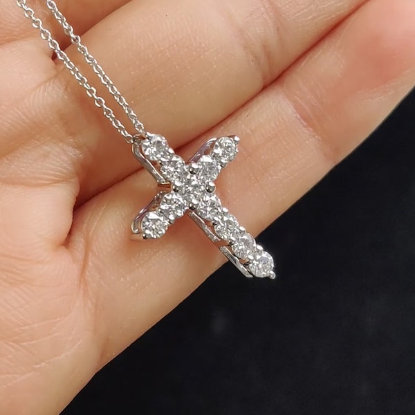 Lab Created Diamond Cross Pendants - Etsy