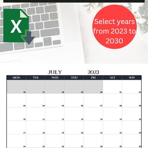 Printable Monthly Calendar | Digital Calendar for Years 2023 -2030 - Etsy