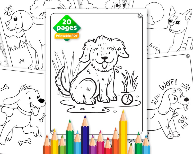 20 Dogs Coloring Pages Worksheets,pdf Digital Download, Great For ...