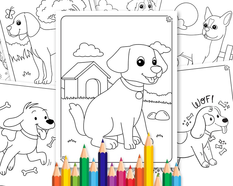 20 Dogs Coloring Pages Worksheets,pdf Digital Download, Great For ...