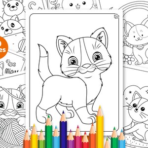 20 Kittens Coloring Pages Worksheets,pdf Digital Download, Great For ...