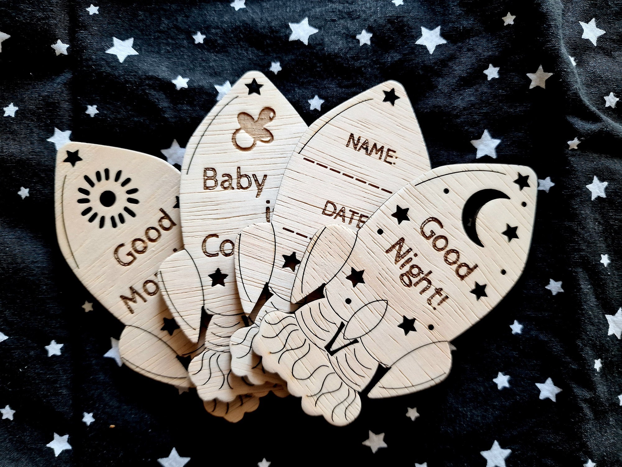 18 Baby Milestones ROCKET Wood Cards Newborn Month Tracker - Etsy