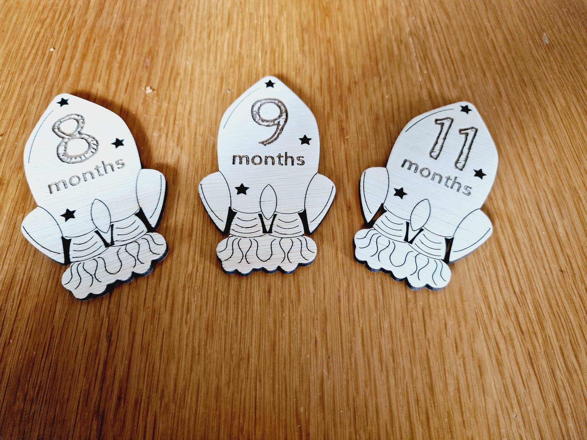 18 Baby Milestones ROCKET Wood Cards, Newborn Month Tracker, Nursery ...