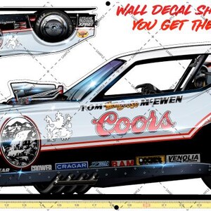 Tom the Mongoose Mcewen Coors 81 Corvette AA Funny Car Huge 35" &17 ...