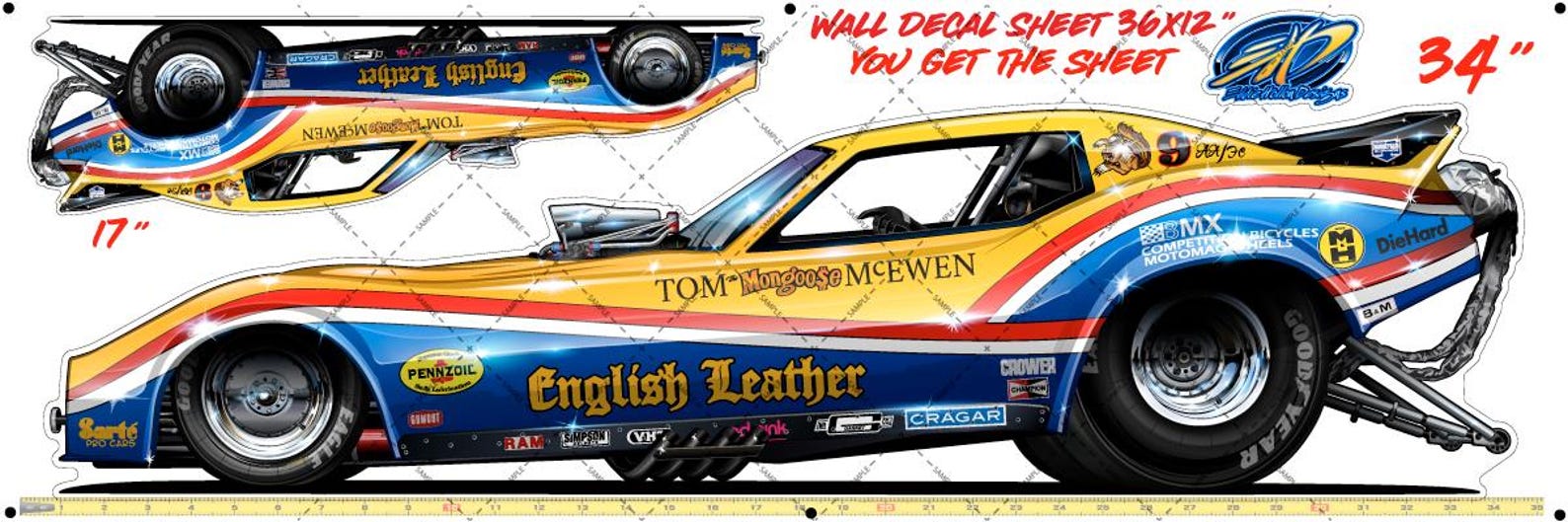 Tom the Mongoose Mcewen English Leather 77 Corvette AA Funny Car Huge ...