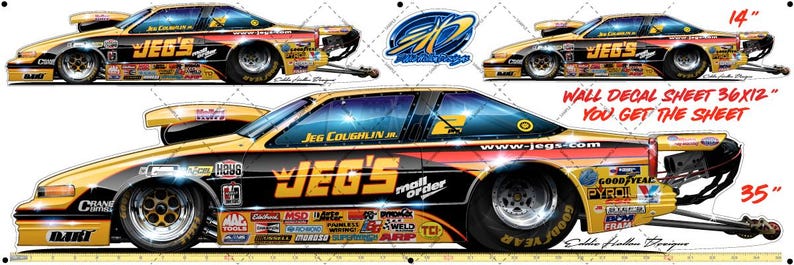 Jeg Caughlin Jr. Pro Stock Olds Cutlass, LARGE 23" "nitro Heads" Wall ...