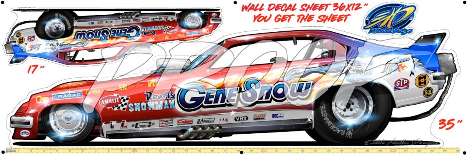 Gene Snow 1975 Vega AA Funny Car Huge 35 &17 NITRO Heads Wall Decals - Etsy
