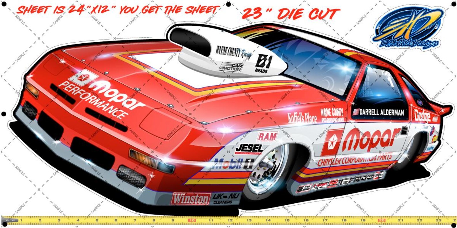 Darrell Alderman Pro Stock Dodge Daytona, LARGE 23 nitro Heads Wall ...