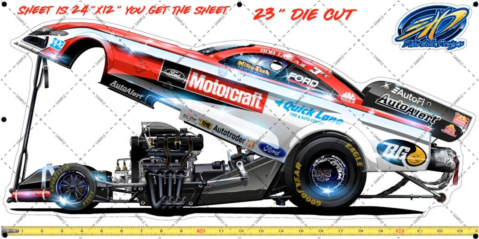 Tasca Motorcraft 2024 Funny Car, 23" "nitro Heads" Wall Decals - Etsy