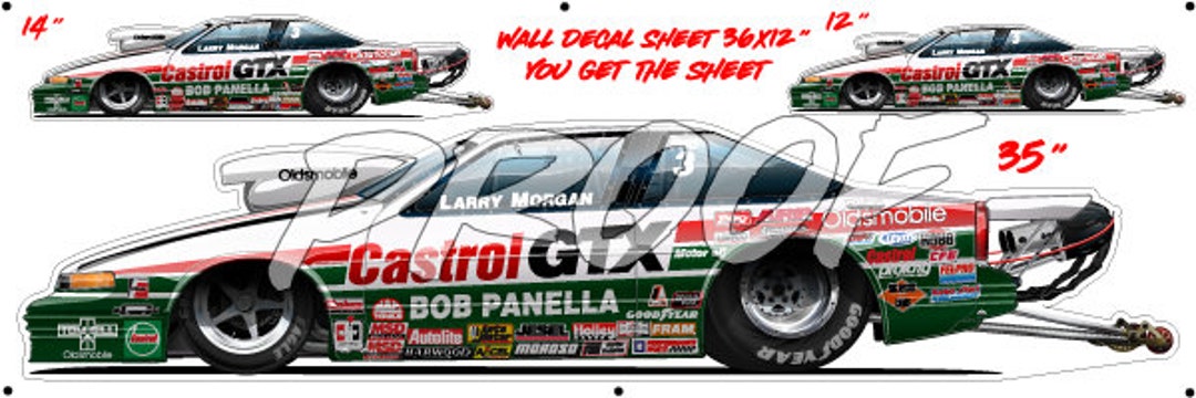 Larry Morgan's Castrol Pro Stock Cutlass, LARGE 35 nitro Heads Wall ...