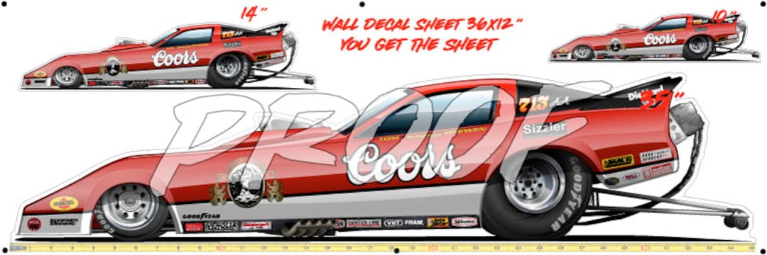 Tom the Mongoose Mcewen Coors Corvette, Funny Car, LARGE 35" "nitro ...
