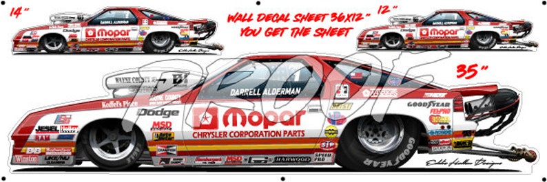 Darrell Alderman's Mopar Pro Stock Daytona, LARGE 35 nitro Heads Wall ...