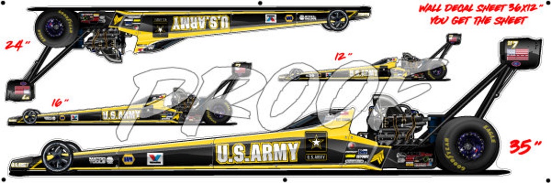 Tony Schumacher's Army Top Fuel Dragster, LARGE 35" "nitro Heads" Wall ...