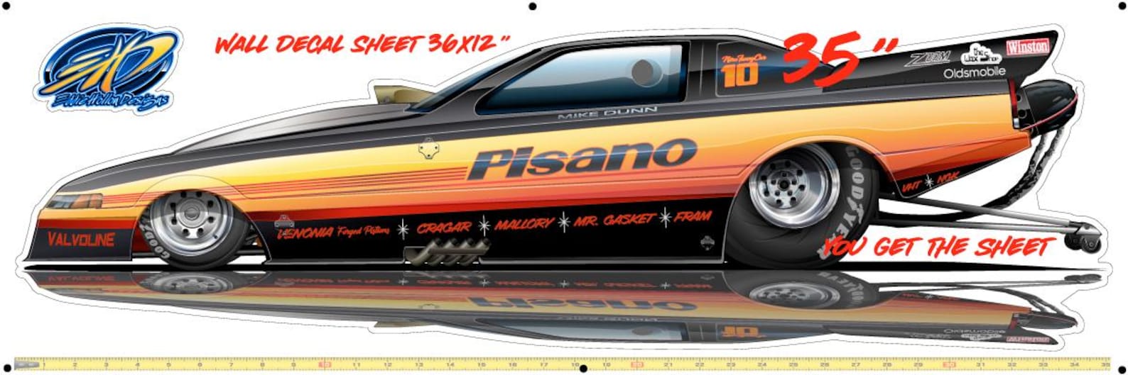Joe Pisano JP-1 Mike Dunn Funny Car, 35 nitro Heads Wall Decals - Etsy