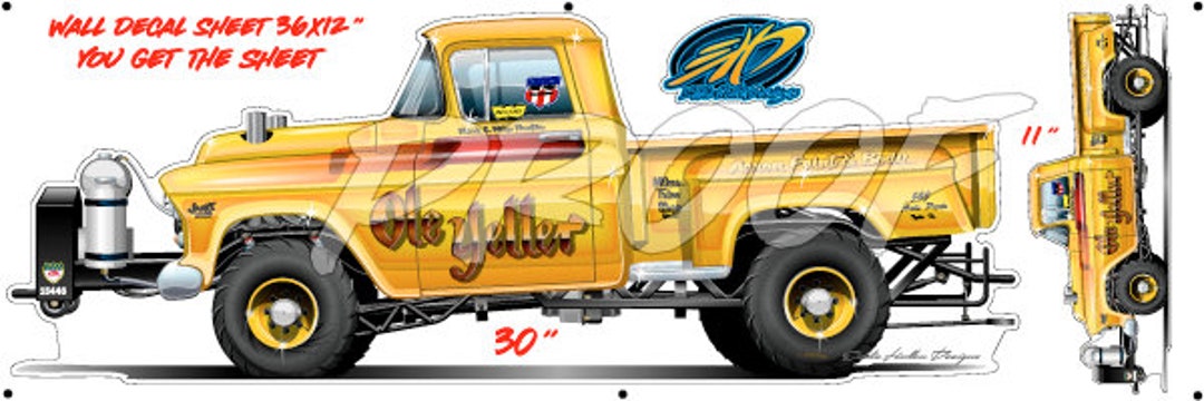 Ole Yeller 4X4 Pull Truck, LARGE 30 nitro Heads Wall Decals - Etsy