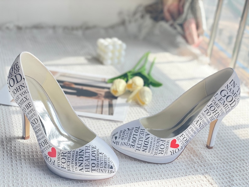 Women's Wedding Shoes Custom Bridal Shoes With Marriage Declaration - Etsy