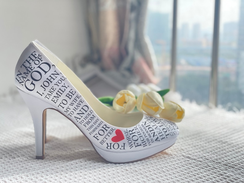 Women's Wedding Shoes Custom Bridal Shoes With Marriage Declaration - Etsy