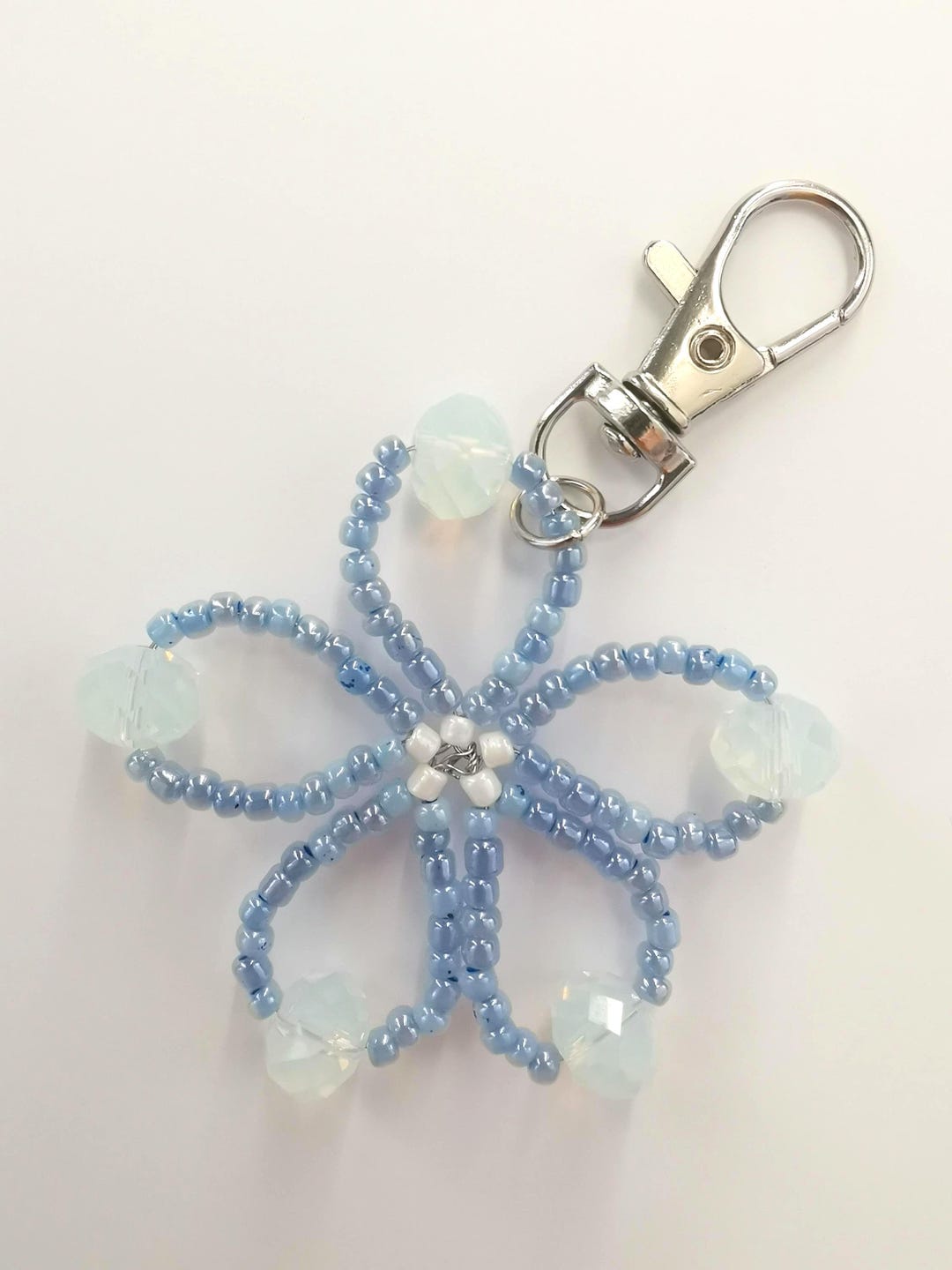 Beaded Flower Keychain - Handmade Keychain - Floral Keyring - Boho Bag ...