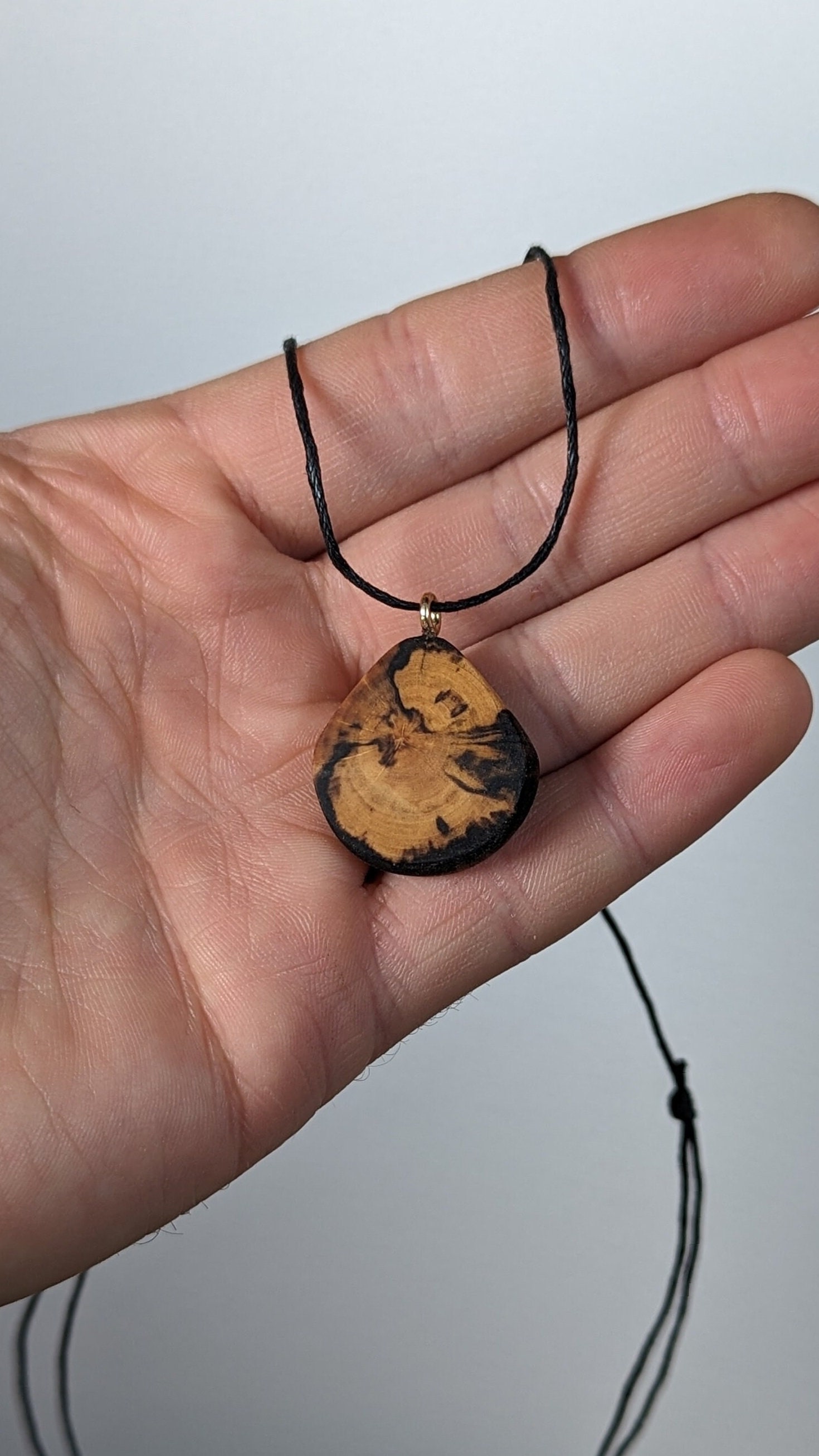 Elegant Wooden Pendant - Handmade Necklace Made of Naturally Fallen ...