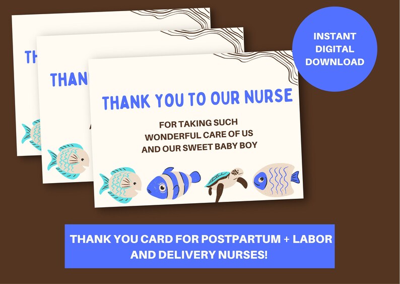 Thank You Card for Nurses labor,delivery,postpartum,newborn Baby Boy ...
