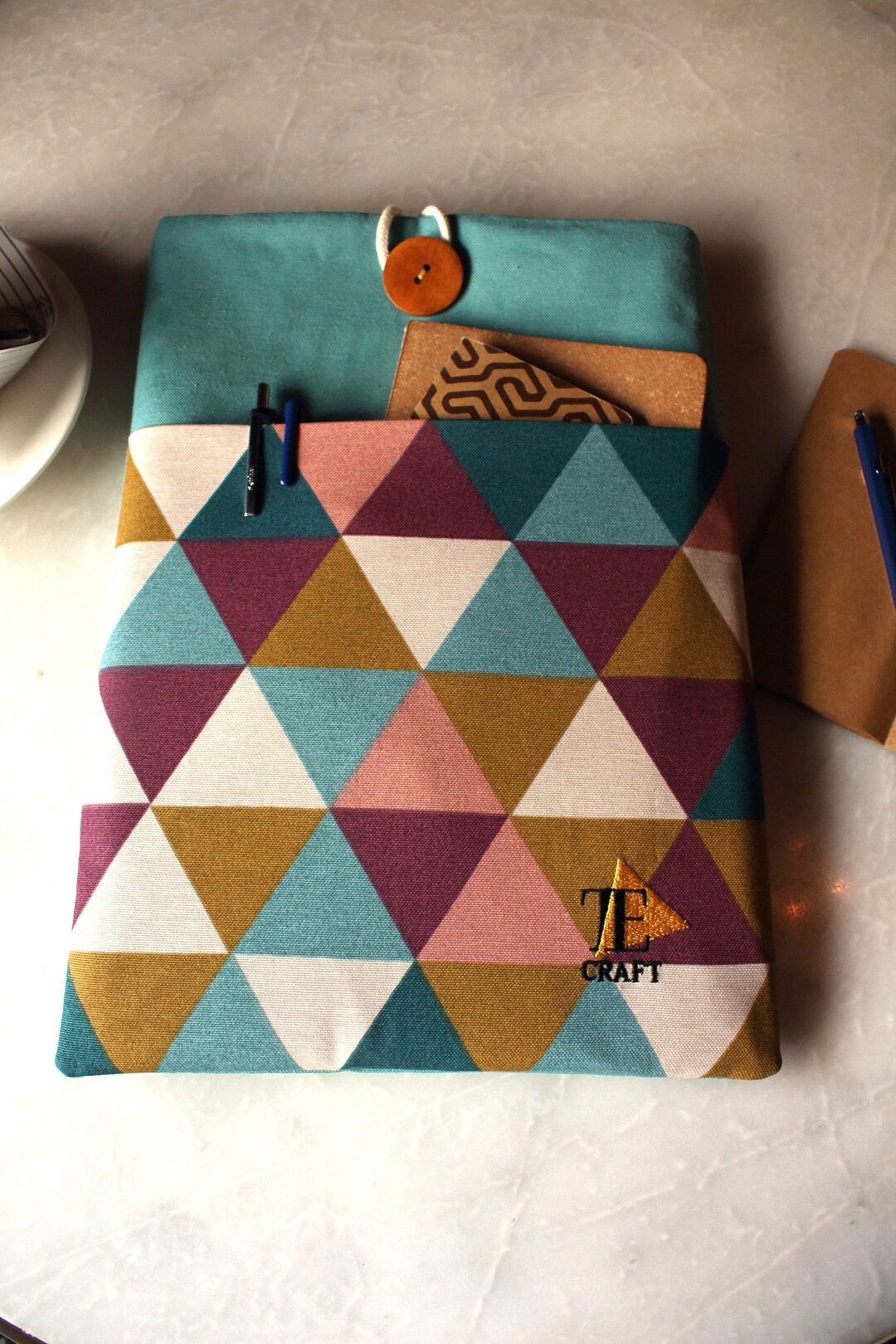 Ocean MacBook Case -turquoise, Triangle Pattern Pocket,laptop Protector Case, MacBook Pro Air ...