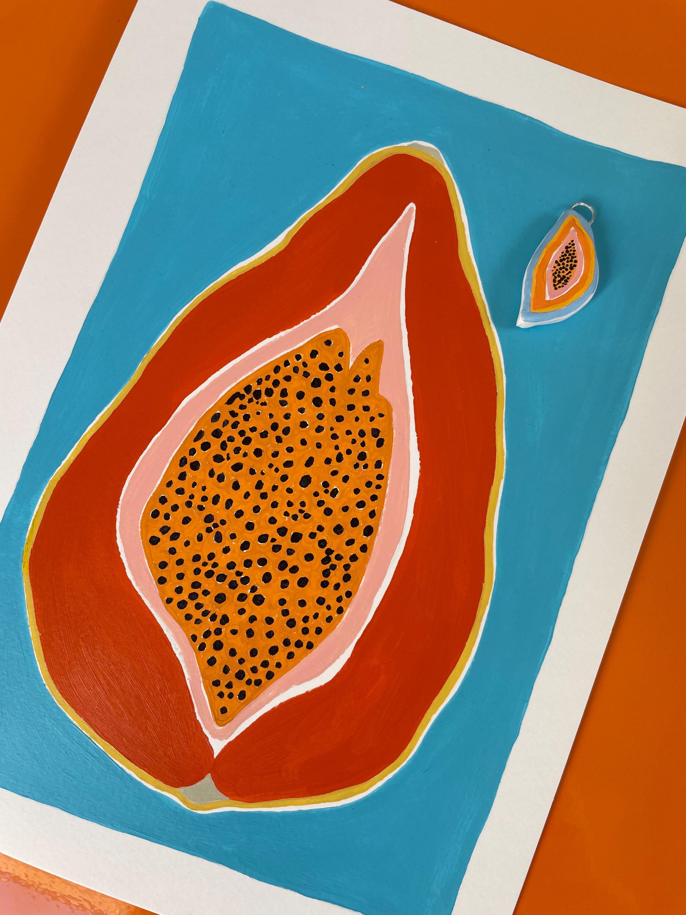 Original Acrylic Painting the Papaya Painting Hand Painted Artwork ...