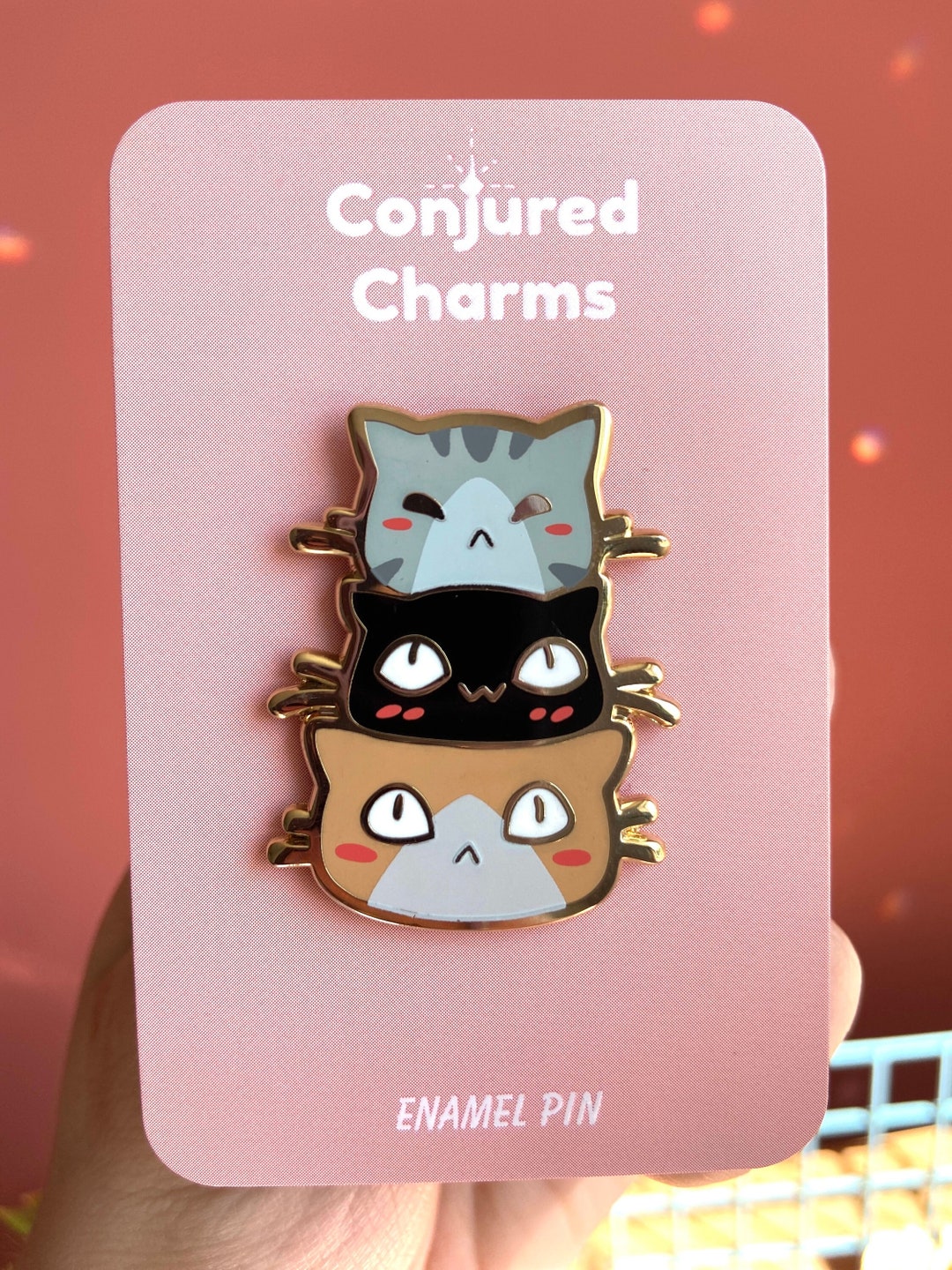 Stacked Cats Enamel Pin - Etsy