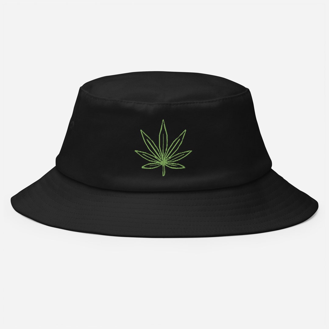 Weed Bucket Hat: Embroidered Cannabis Leaf Design - Etsy