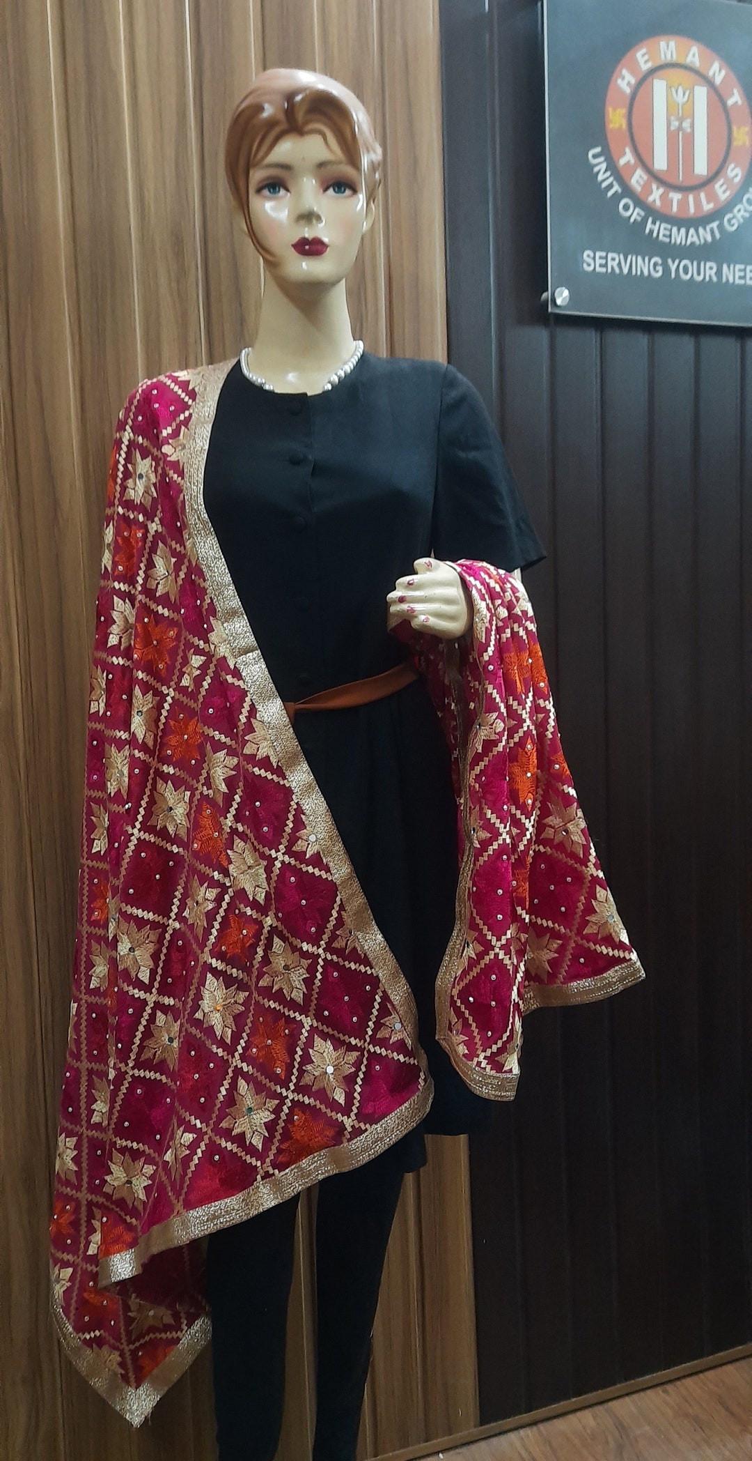 Handcrafted Authentic Phulkari Embroidered Dupatta Embellished With ...
