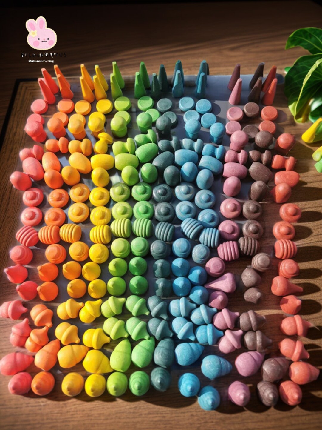 Kids Wooden Rainbow Mandala Block, Montessori Loose Parts Toy ...