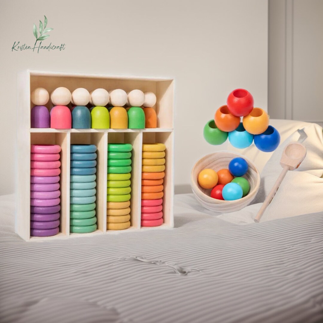 Rainbow Fine Motor Sorting Set Color Sorting Montessori - Etsy