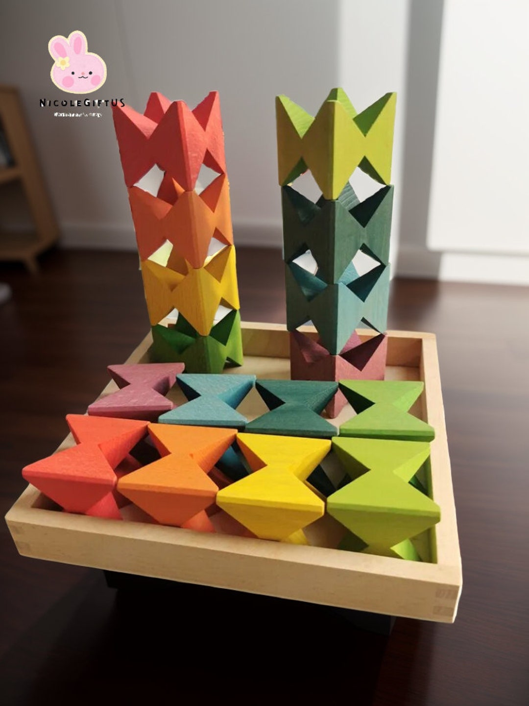 Montessori Toys, Building Wooden Stacking, Butterfly Blocks for Kids ...