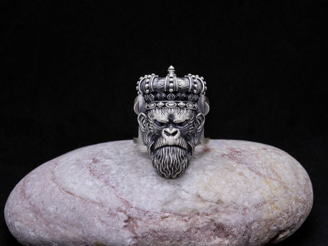 Skull Monkey King Ring, Sun Wukong Gothic Ring, Animal Jewelry Sterling ...