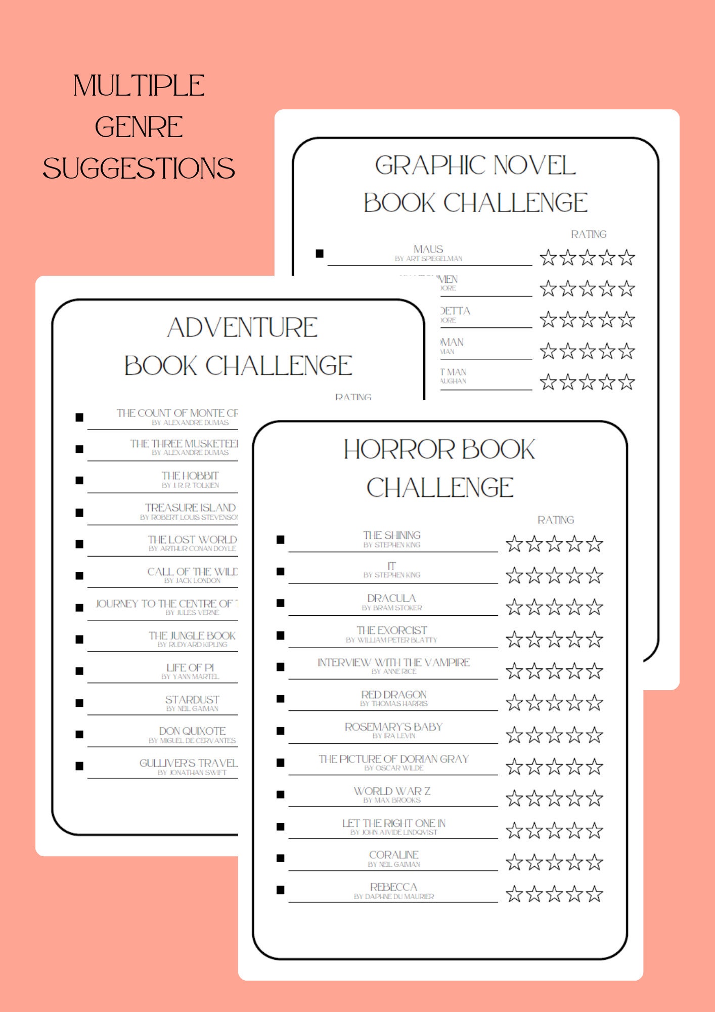Printable Book Challenge Templates, A4/a5/letter, Instant Download PDF ...