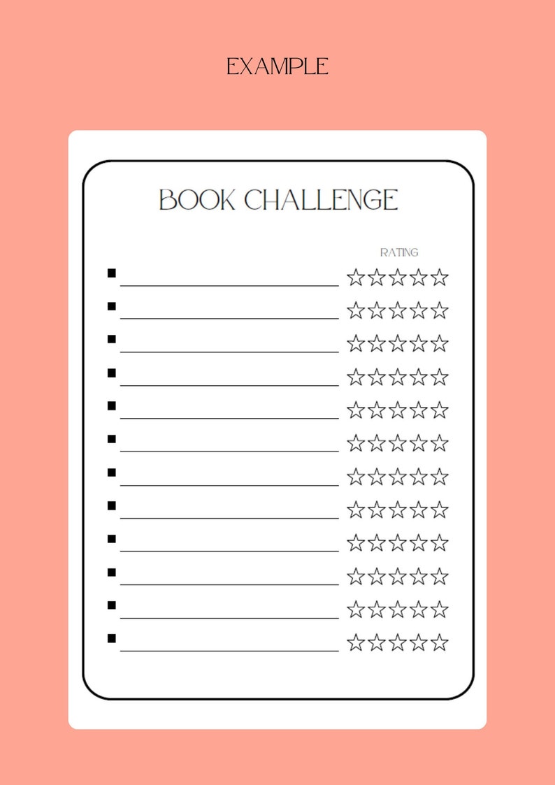 Printable Book Challenge Templates, A4/a5/letter, Instant Download PDF ...