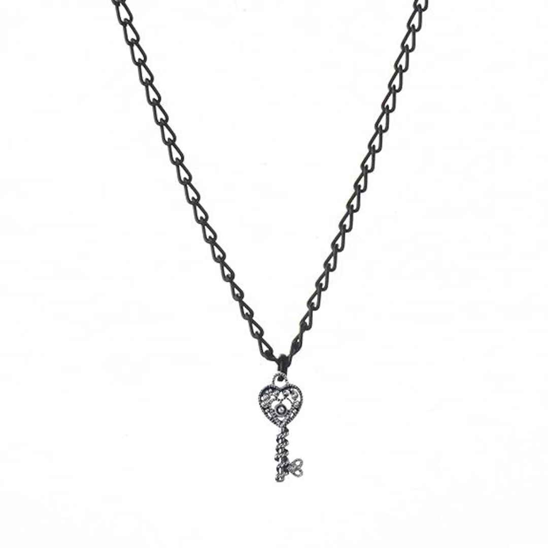 Matte Black Teardrop Chain With Silver Love Key Men's Double Coated ...