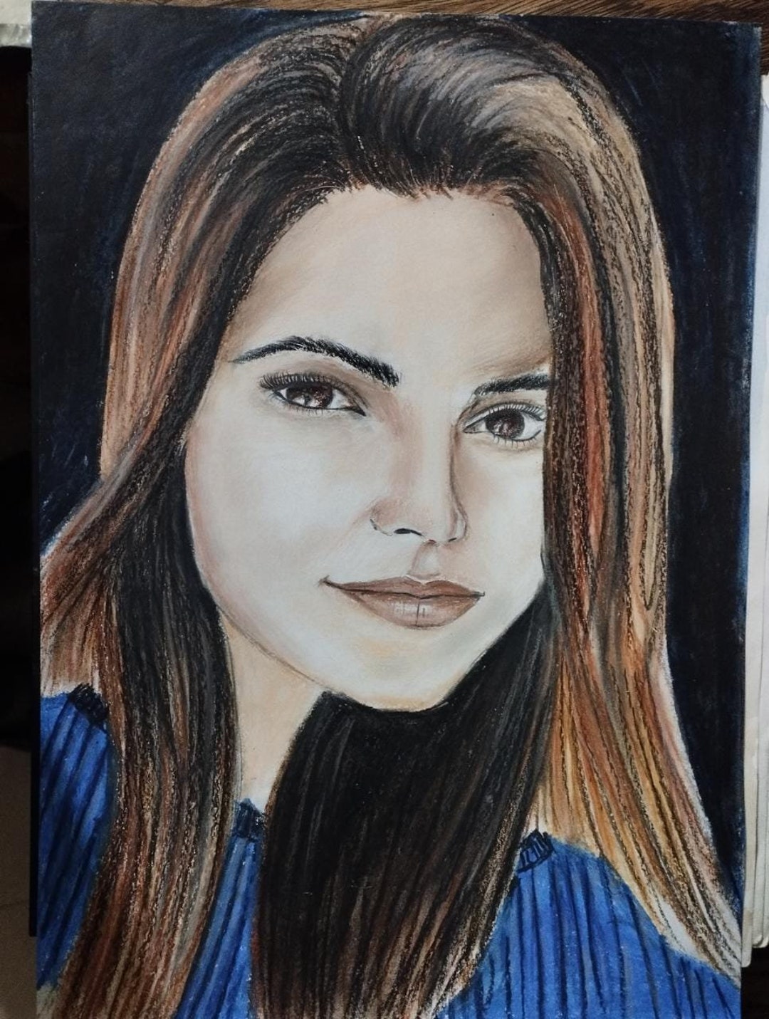 Portrait Handmade By Oil Pastel Color Etsy