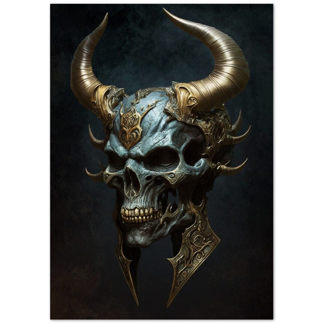 Horned Skull Fantasy Dungeon Museum-quality Matte Paper Poster - Etsy