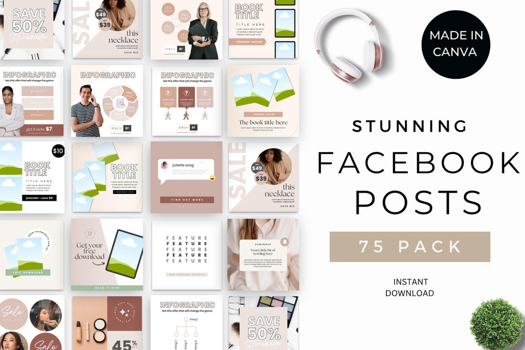 75 Facebook Ad Visuals - Master Pack Beige, Neutral, Facebook ...