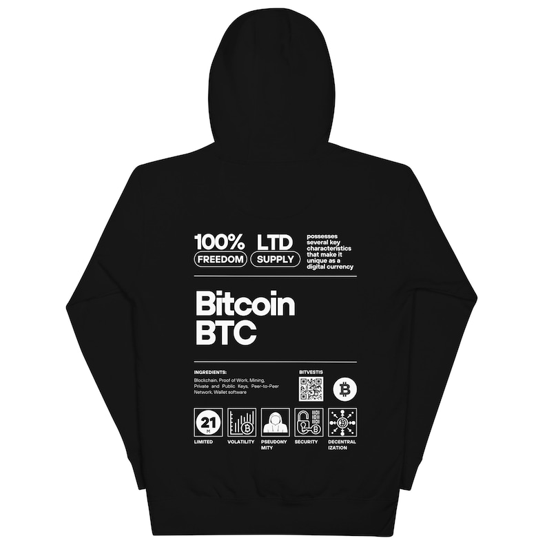 Bitcoin Label Hoodie: Premium Comfort for Crypto Lovers! Classic Style ...