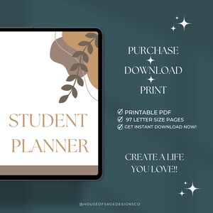 Printable Planner, Boho Inspired Planner, Printable Student Planner ...